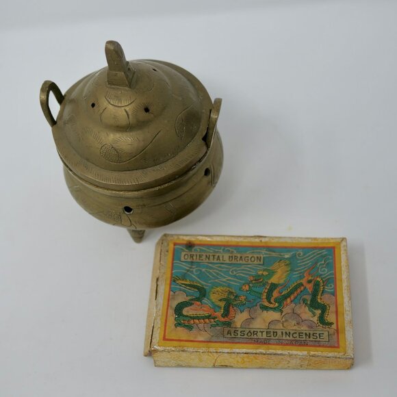 Vintage | Accents | Vintage Brass Tripod Incense Burner Chinese ...
